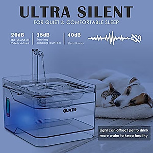 Cat Water Fountain,2021 Upgraded Pet Water Fountain 101oz/3L Dog Cat Water Dispenser, Smart Pump with LED Light,Ultra Quiet Automatic Cat Drinking Fountains with 2 Filters,3 Water Flow Settings