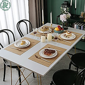 ANDSTAR Set of 8 Pcs Bamboo Placemats Sushi Rolling Mat Japanese Style Natural Anti-Slip Bamboo Placemats Washable Heat-Resistant Table Mats for Dining Room and Kitchen（Brown）