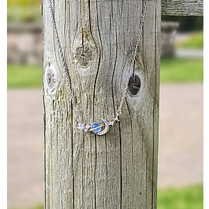 Angol Moonstone Necklace 925 Sterling Silver Moon Star Planet Necklace for Women Crescent Moon Necklace Moonstone Jewelry Birthday Gifts for Women