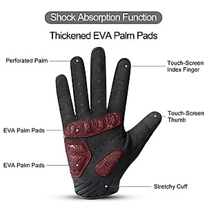 INBIKE Cycling Gloves Gel Bike Gloves for Men Full Finger Bicycle Gloves with Shock-Absorbing Pad Black Large