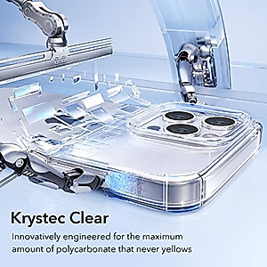 ESR Krystec Clear Case with HaloLock Compatible with iPhone 14 Pro Max Case, Compatible with MagSafe, Ultra-Yellowing Resistant, Shockproof Military-Grade Protection, Polycarbonate Buttons, Clear