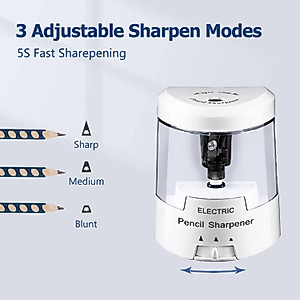 Zankocat Electric Pencil Sharpener, Battery (Not Included) USB Powered Small Portable for NO.2 and Colored Pencils, Automatic and Durable for Classroom, Home, Office, 3 Different Sharpness Options (White)
