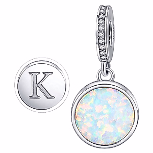 Initial Letter Charm Fit for Pandora Charms Bracelet A-Z 26 Capital Letter Opal Charms for Bracelet Necklace
