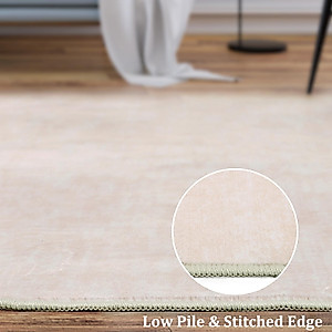 RUGSREAL Solid Area Rug 9x12 Large Living Room Rug Stain Resistant Dining Room Throw Carpet Modern Washable Area Rug Non-Slip Low Pile Rug for Bedroom Home Decor Office, 9' x 12' Ivory Beige