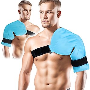 Relief Expert Extra Large Shoulder Ice Pack Wrap Reusable Rotator Cuff Cold Compression for Left or Right Shoulder and Upper Arm, Large Gel Cold Pack Wrap for Arm with Soft Plush Lining - Blue