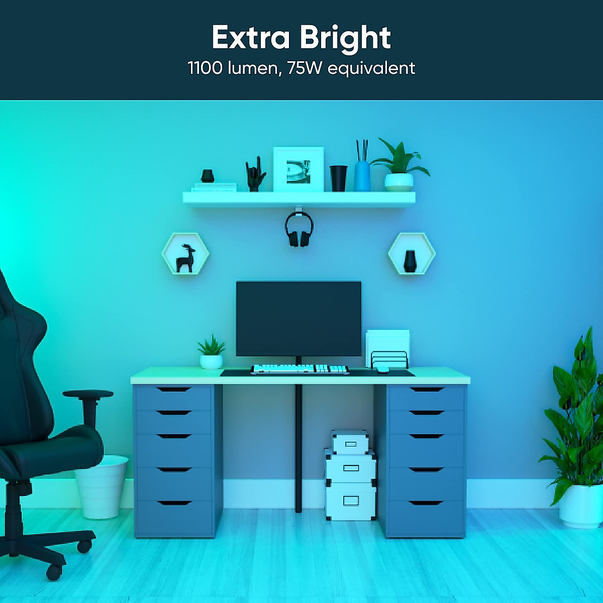 Wyze Bulb Color, 1100 Lumen WiFi RGB and Tunable White A19 Smart Bulb, Works with Alexa and Google Assistant, Four-Pack