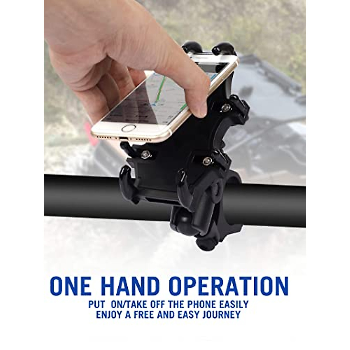 UTV Phone Mount, 360°Rotation ATV Phone Holder Easily Install on 1.75-2" Roll Bar, One Hand Operation Phone Carrier, 8 Claws and Aluminum Alloy Sturdy to Hold 4.7"-7.1" Devices for UTV, SXS