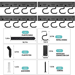 TORACK Bike Storage Rack, 6 Bike Rack Wall Mount Home and Garage Organizer, 64 Inch Garage Hooks Tool Organizer, Adjustable Wall Mounted Garage Hanger Storage System