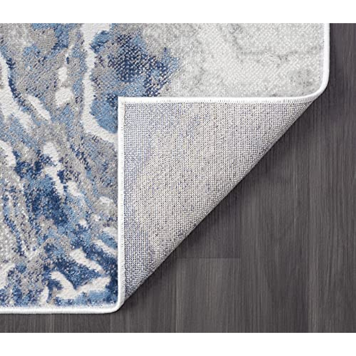 Abani Atlas 4'x6' Blue/Grey Area Rug, Abstract Marble - Durable Non-Shedding - Easy to Clean