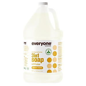 Everyone 3-in-1 Soap, Body Wash, Bubble Bath, Shampoo, 1 Gallon, Coconut and Lemon, Coconut Cleanser with Plant Extracts and Pure Essential Oils