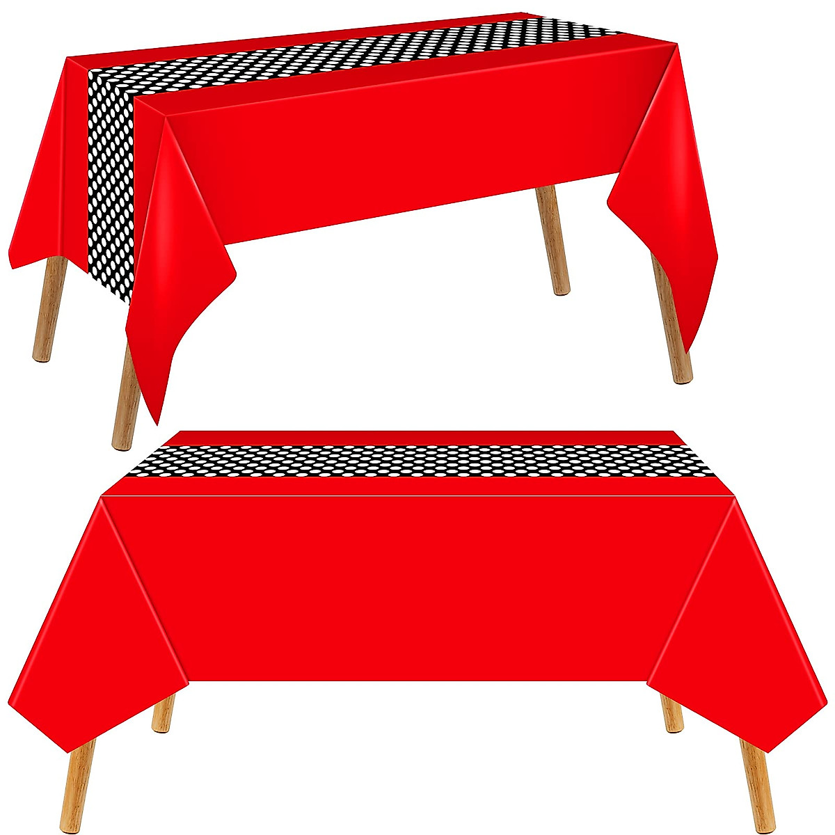 Irenare 3 Pcs Mouse Birthday Party Supplies Christmas Tablecloth Mouse Theme Baby Shower Decorations Plastic Table Cover Polka Dot Tablecloth Lady Bug Party Decorations, 54 x 108 Inch(Red)