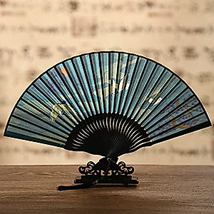 BICCQ Hand Held Folding Fan Chinese Craftsmanship Men's and Women's Accessories Gifts(Flying Crane Pattern) (Color : C)