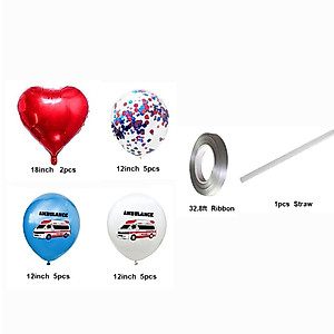 CYMYLAR Ambulance Party Balloon | Ambulance Themed Birthday or Academy Graduation Decorations Latex Balloons Mylar Foil Helium Balloon Decor | Police car ambulance submarine Large Balloon Supplies Set (Ambulance)