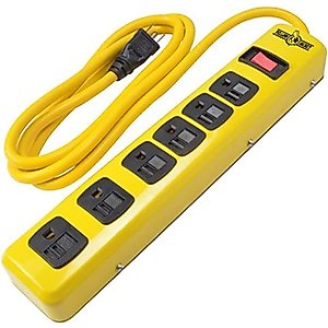 Yellow Jacket 5139N Metal Power Strip with 6 Outlets and 6 Foot Cord (Three Pack)