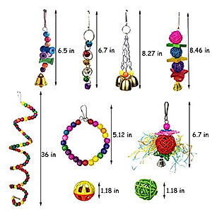 kathson 17 Packs Bird Toys Parrot Swing Chewing Toys, Hanging Bell Birds Cage Toys Colorful Toy for Small Parakeets, Conures, Cockatiels, Macaws, Finches, Love Birds