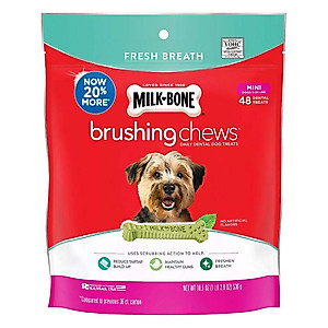 48 Mini Milk-Bone Fresh Breath Brushing Chews Daily Dental Dog Treats and Dogs Life Nation Waste Bag Bundle