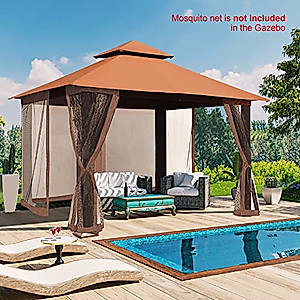 EliteShade USA 12x12 feet Sunumbrella Titan Patio Outdoor Garden Backyard Gazebo with Ventilation and 5 Years Non-Fading,Rust