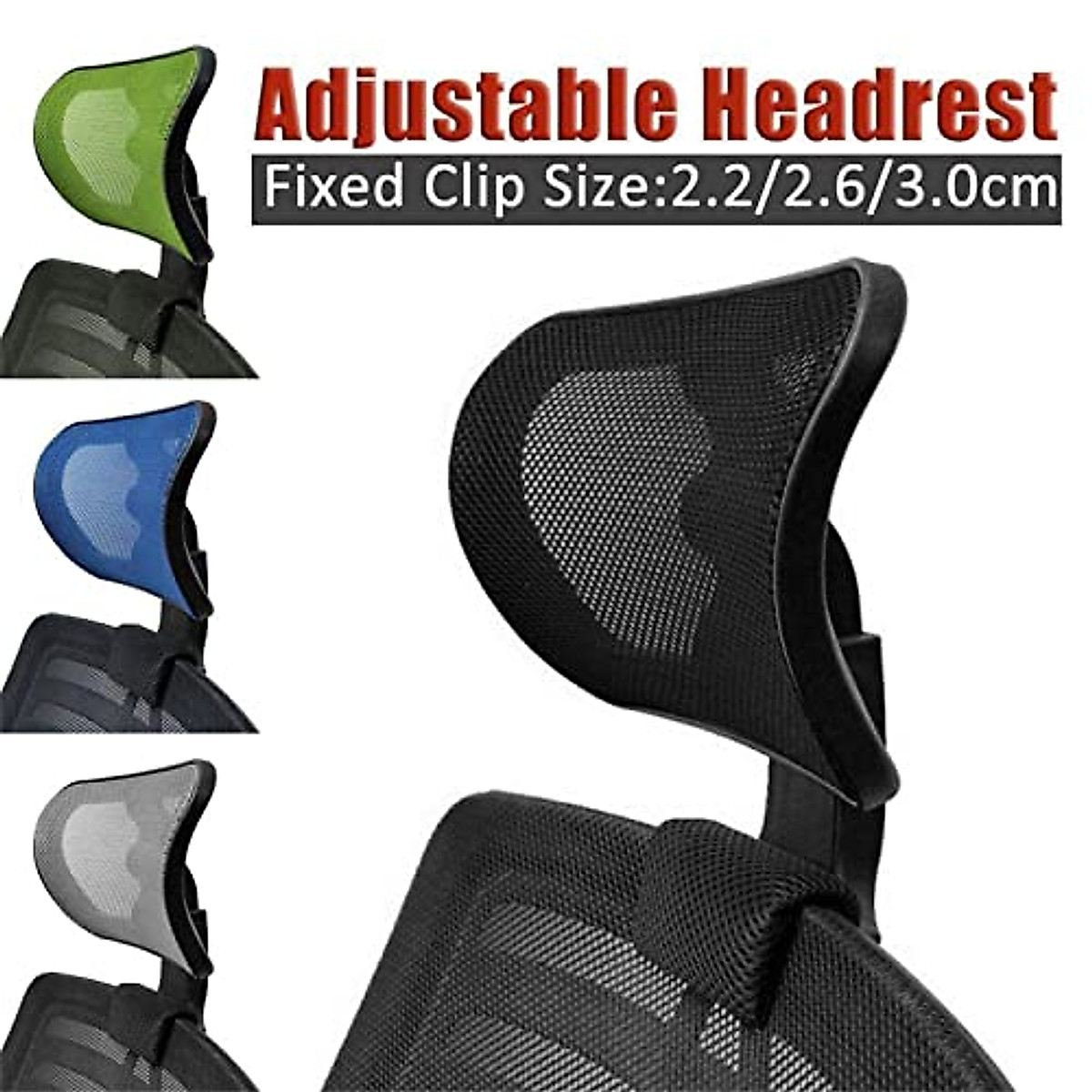 JIANGSHUANG Rotating Adjustable Office Chair Headrest, Suitable for Ergonomic Neck Raise Back Support, Office Chair Neck Headrest Protection,Black,2.2cm