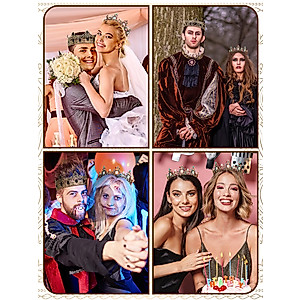 2 Pieces Baroque Crown King and Queen Crown Set for Men Women Black Rhinestone Crystal Queen Tiaras Royal Costume Crown Headwear for Prom Wedding Cosplay Homecoming Prom Christmas Party Decorations