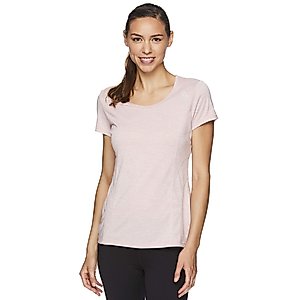 Reebok Womens Varigated Heathered Basic T-Shirt, Pink, Large
