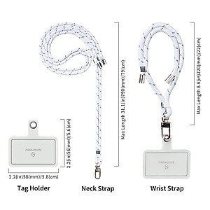 Sinjimoru Cell Phone Lanyard for Phone Case (2Packs), with Adjustable Phone Strap for Wrist Compatible with Key Holder & ID Card Holder. Sinji Strap Sporty White