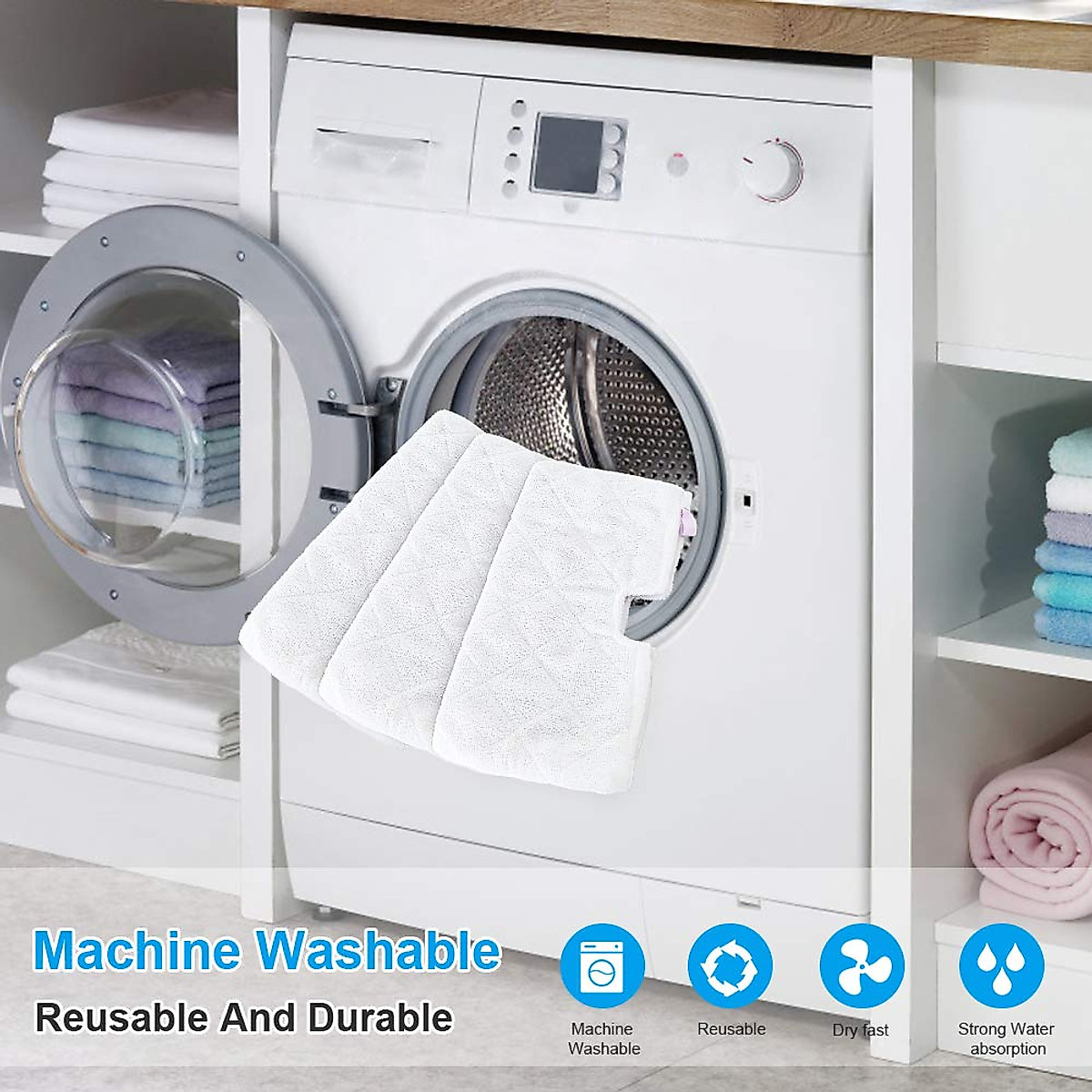 Fushing 10Pcs Steam Mop Pads, Washable Microfiber Cleaning Steamer Replacement Pads for Shark Steam Pocket Mop Hard Floor Cleaner S3500 Series S3501 S3550 S3601 S3601D S3801 S3801CO S3901 SE450 S2901