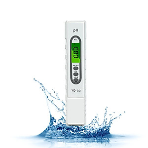 Ecagewill PH Meter for Water Hydroponics Digital PH Tester Pen 0.01 High Accuracy Pocket Size with 0-14 PH Measurement Range for Household Drinking, Pool and Aquarium, White