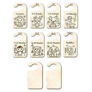 CRASPIRE Baby Nursery Closet Dividers Set of 10 Wooden Double-Sided Baby Clothes Size Hanger Organizer Moon Theme Nursery Decor from Newborn to 24 Months Home Wardrobe