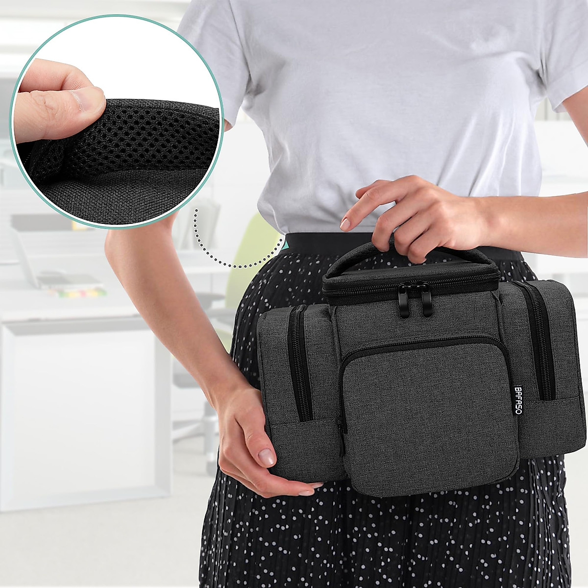 BAFASO Wearable Breast Pump Bag Compatible with Elvie Breast Pump or Momcozy S12 Pro, Tote for Wearable Breast Pump and Extra Parts (Patent Pending), Black