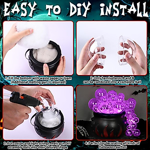 YUJUN 3 Packs Halloween DIY Bubbling Cauldron Bowl Decorations with Transparent Spheres Black Plastic Witch Jar Kettle Party Decoration Vintage Spooky for Halloween Indoor Home Table Decor Supplies