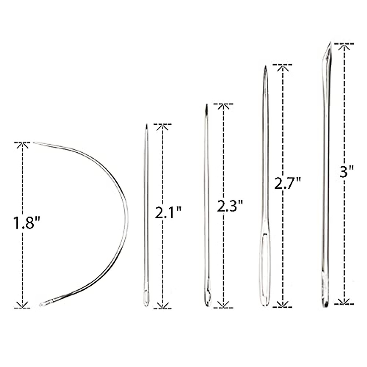 Eketirry Hand Sewing Needle Kit, Heavy Duty Household Hand Needles for for Upholstery, Carpet, Leather, Canvas Repair (5 Pieces)