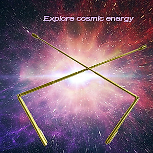 Mystic Energy Gift Box with Dowsing Brass Rod Set Include 2 Pcs Retractable Divination Rods, Pendulum and Challenge Coin, for Detect Gold, Water, Treasure,Buried Items,Ghost Hunting etc.(Total 4pcs)