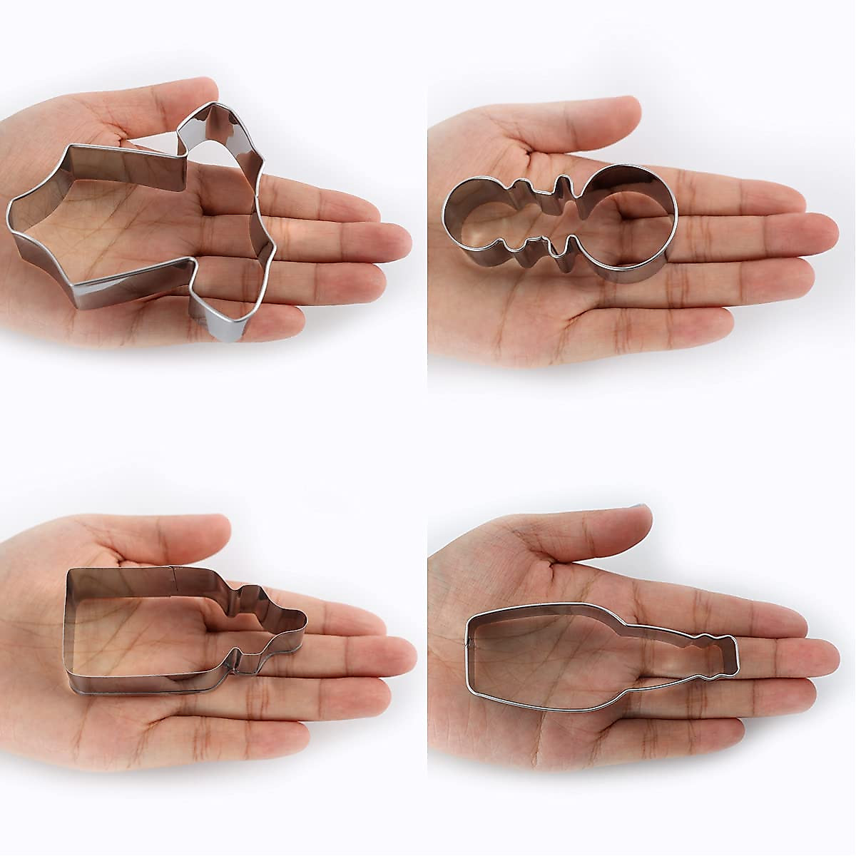 Beer Themed Cookie Cutters Stainless Steel, Baby Brewing Beer Set Beer Mug Bottle Onesie Rattle Baby Bottle Photo Plaques Dough Fondant Biscuit Molds for Baby Shower