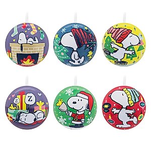 Hallmark Peanuts Tin Ball Christmas Ornaments, Set of 12