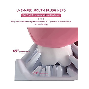 4 Piece Rounded U-Shaped Toothbrush for Kids- Soft and Gentle Silicone Material-Great and Gentle for Children's Teeth- Manual Brush- Teeth Cleaning Product- Easy to use, Pink and Blue