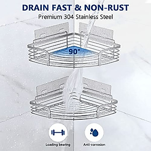 WEYEEN 2 Pack Shower Caddy Corner Bathroom Shelf,Adhesive Shower Organizer Shelf No Drilling Storage Organizer Racks Wall Mounted for Bathroom, Toilet, Kitchen and Dorm