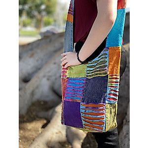 Original Collections Bohemian Crossbody Shoulder Razor Cut Purse Sling Shoulder Hippie Handbag Large