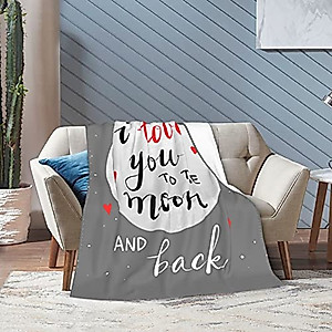 I Love You Gift Throw Blanket, Soft & Breathable Flannel Blanket, Blanket for Girlfriend, Wife or Loved One, Throw Blankets for Birthdays & Anniversaries, 60x80 inches, i Love You to The Moon and Back