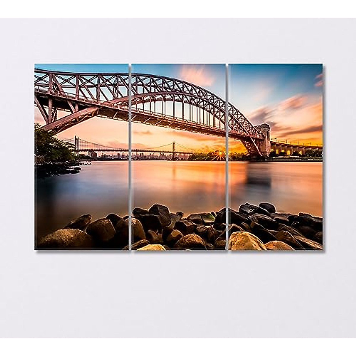 Triborough Bridge at Sunset New York Canvas Print 3 Panels / 36x24 inches