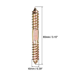 uxcell 10x80mm Hanger Bolts, 12pcs Double Ended Self-Tapping Thread Wood to Wood Dowel Screws for Wood Connecting