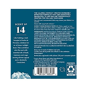 Caldrea Dish Soap, Biodegradable Dishwashing Liquid made with Soap Bark and Aloe Vera, Basil Blue Sage Scent, 16 oz