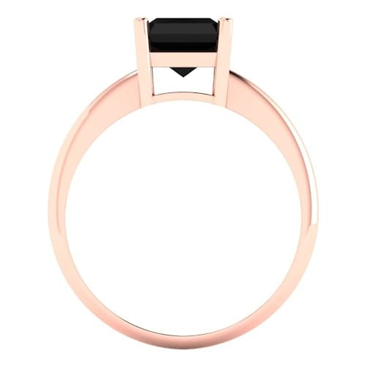 2.5ct Radiant Cut Solitaire Natural Black Onyx Engagement Wedding Bridal Promise Anniversary Ring 18K Rose Gold Size 3.5