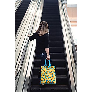 Funiverse Bulk 25 Pack of Happy Smile Face Reusable Shopping Totes or Gift Bags