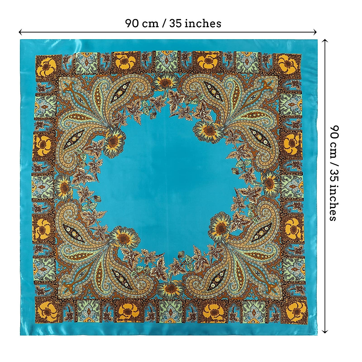 CHLINS 35" Satin Square Hair Scarf Bandanas - 3Pcs Large Silk Head Scarves Lightweight Satin Hair Kerchief Sleeping Hair Wraps for Women (Blue+Black+Beige)