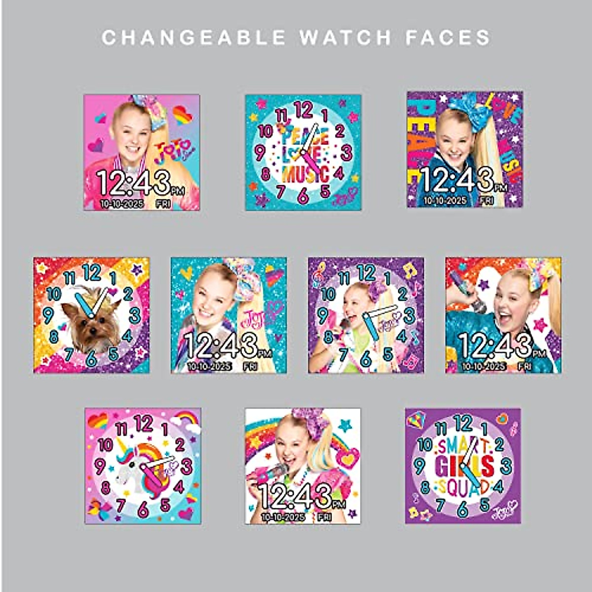 Accutime Kids Nickelodeon JoJo Siwa Educational, Touchscreen Smart Watch Toy for Girls, Boys, Toddlers - Selfie Cam, Learning Games, Alarm, Calculator, Pedometer & More (Model: JOJ4252AZ)