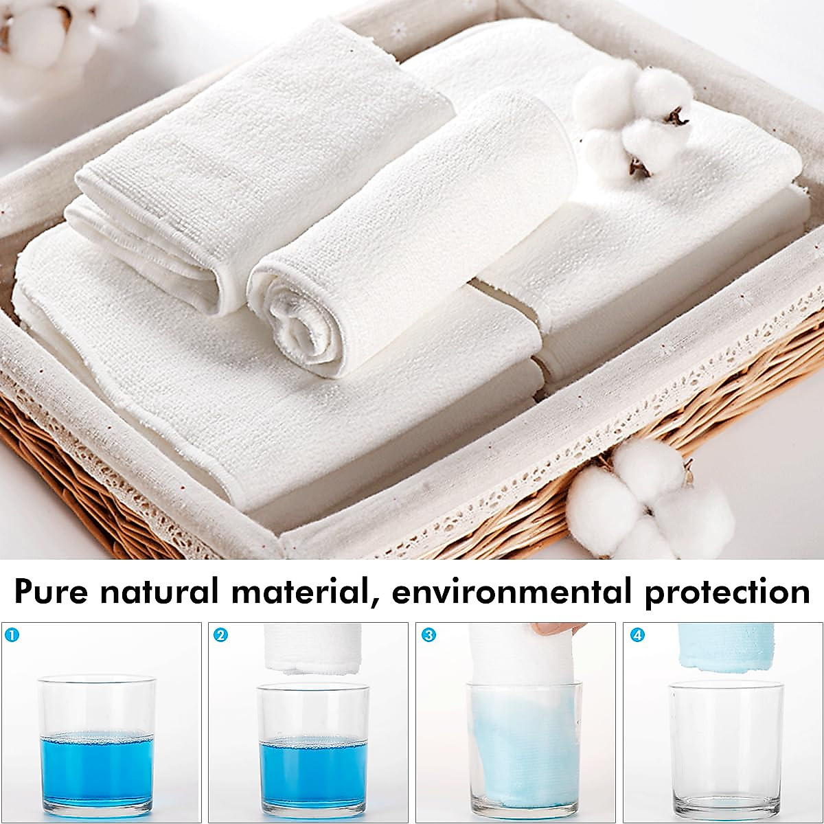 6 Pack Rayon Microfiber Inserts Liners for Adults Cloth Diapers for Incontinence Care, 4-Layer Washable Reusable Large Absorbent (White, 6 Pack)