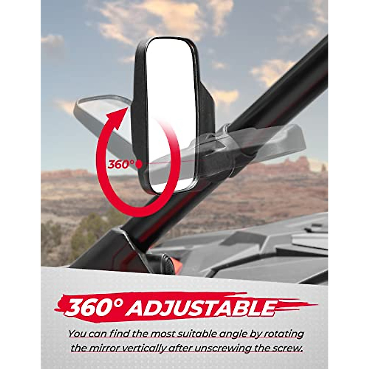 UTV Mirrors, KEMIMOTO UTV Side Mirrors Fits 1.6-2 IN Roll Cage Compatible with Pioneer Polaris RZR 900 1000 Can Am Kawasaki Mule Rhino YXZ Zforce Shatter Proof Tempered Glass