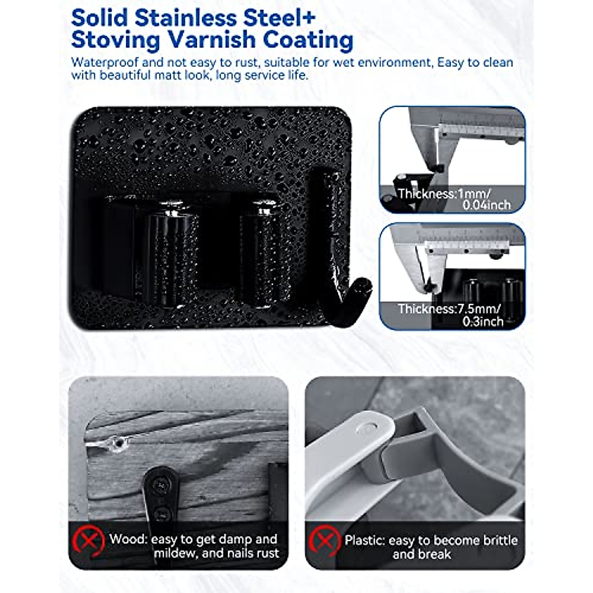 4 Pack Broom Holder Wall Mount, Broom Holder, Mop and Broom Holder Wall Mount, Broom Organizer Wall Mount, Broom Hanger Wall Mount, Mop Holder, Broom Holder Wall Mount Self Adhesive for Kitchen Toilet Storeroom