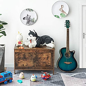 HOOBRO Storage Chest, Retro Toy Box Organizer with Safety Hinge, Entryway Storage Bench Supports 220 lb, 29.9 x 15.7 x 18.9 Inches, Toy Chest, Wooden Look, Easy Assembly, Rustic Brown BF75CW01G1