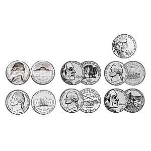 Jefferson Nickel Bankers Bag Beginner Coin Set | Kids Starter Collection | 17 Genuine United States Coins | Canvas Bag- American Coin Treasures